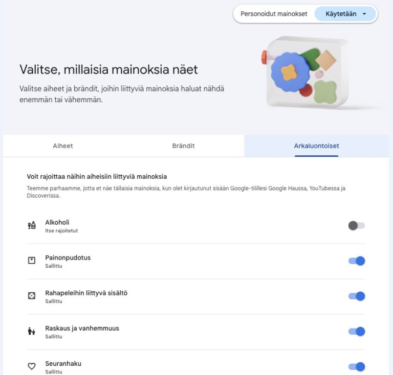 Googlen käyttäjätietojen hallintaan uusi palvelu: My Ad Center - MRKTNG